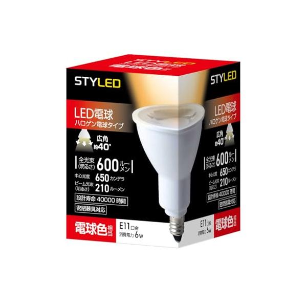 E11-ハロゲン電球形-600lm電球色/1個/HDR6E11L1・Color:電球色Size:1個Style:E11-ハロゲン電球形-600lm・パッケージ個数:1・全光束:600lm(中心高度650cd・ビーム光束210lm)/消費電力...