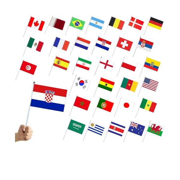「Felimoa 国旗 32ヶ国 万国旗 日本 手旗 スポーツ 観戦 応援 14×21cm 32本セット」▼4580566495633▼（商品説明）マルチカラー/-/-・コンパクトな32ヶ国の国旗手旗セット：約14×21cmサイズの丈夫で色...