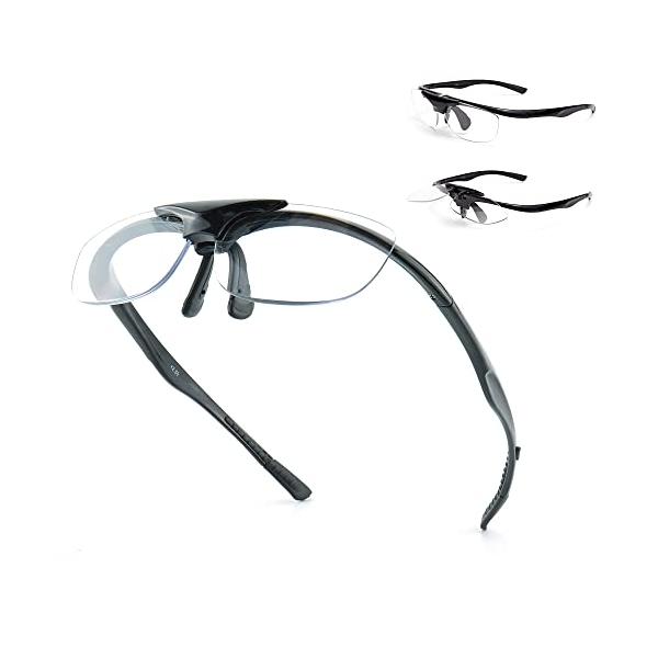 「ESAVIA 拡大鏡 ルーペ 跳ね上げ ルーペメガネ 1.0-3.0倍 メガネ型ルーペ ブルーライトカット 拡大 眼鏡 遠近両用 かくだい鏡メガ」▼▼（商品説明）ブラック 2.5/Medium/3806・Color:ブラック 2.5・跳ね...