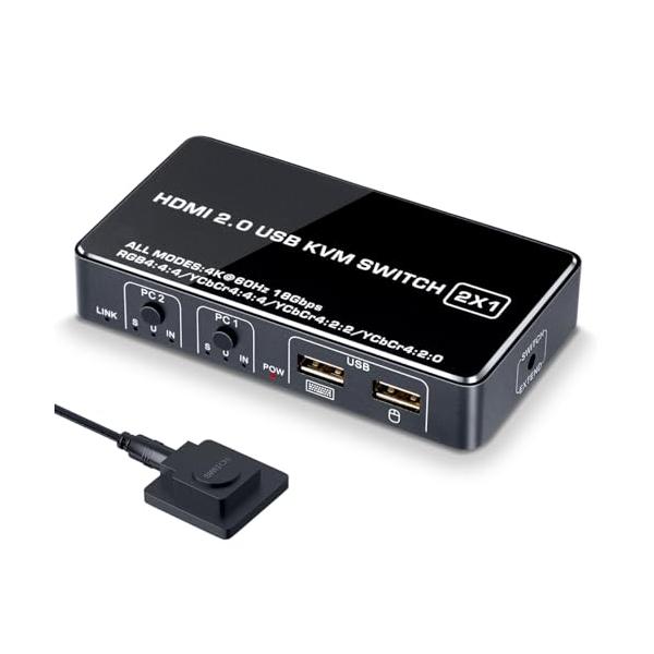「ELEVIEW KVMスイッチ HDMI USB 切替器 PC2台用 4K@60Hz アルミ製 キーボード/マウス/モニタを共有 サーバー管理/」▼783057816571▼（商品説明）HDMI US KVM切替器（２台用）/HDMI-2...