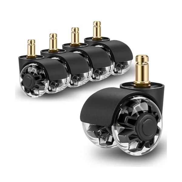 「オフィスチェアホイール10ミリメートルの茎、いすのみi-k-e-aと互換性、3/8交換用ゴム製の椅子キャスター、5セット、ハードウッドフローリン」▼▼（商品説明）10mmブラックです・Style:10mmブラックです・耐荷重オフィスチェア...