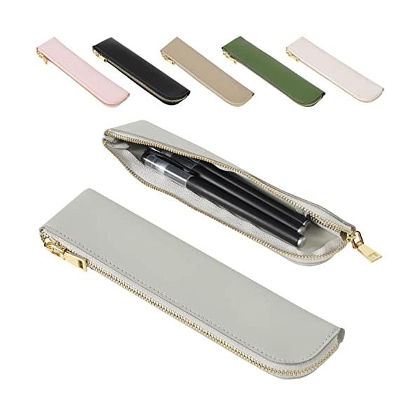 「fogman ペンケース スリム PUレザー おしゃれ パステルカラー 可愛い 無地 筆箱 軽量 (ライトグレー M)」▼4570180131437▼（商品説明）カジュアルライトグレー/M/fogman・Color:ライトグレーSize:...