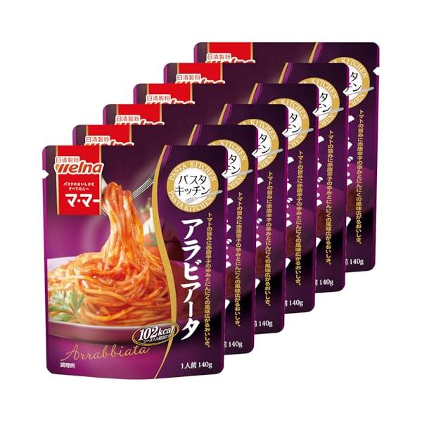アラビアータ-/140グラム (x 6)/-・パッケージ個数:6・原材料:野菜(トマト、たまねぎ、にんにく)、トマトペースト、砂糖、香味油、植物油脂、食塩、香辛料、食酢、加工でん粉、調味料(アミノ酸等)、酸味料、パプリカ色素、(原材料の一部...