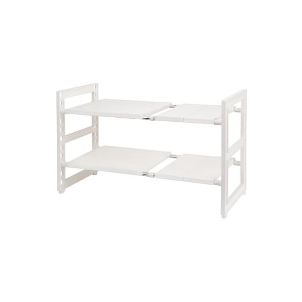 シンク下収納ラック(棚板10枚)ホワイト(棚板10枚 PP材質)/幅56-70.5×奥行27×高さ39.5cm/22CA008・Color:ホワイト(棚板10枚 PP材質)Style:シンク下収納ラック(棚板10枚)・パッケージ個数:1・シ...