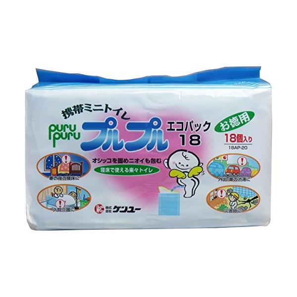 18個入ブルー/1個/4969919202140・パッケージ個数:1・内容量:18個・サイズ(外装)165*95*92(mm)、(本体)155*235(mm)・オシッコを素早く固め臭いを包み込み、清潔に使える携帯トイレです。・ブラント名:ケ...