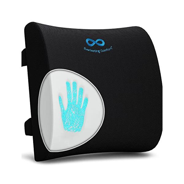 「Everlasting Comfort ランバーサポートピロー 腰痛 クッション オフィスチェア用 メモリーフォーム 背もたれ クッション 椅子」▼6086227079498▼（商品説明）Back CushionBlack (Flagsh...