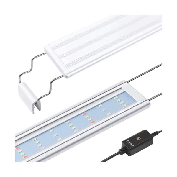 「FEDOURフルスペクトル水槽照明LEDライト：タイマー付き 30cm40cm60cmの高輝度水槽ライト、伸縮可能なブラケット付き、水草育成/アクアリ」▼658362015110▼（商品説明）Sampleホワイト/15W(40-60cm)...