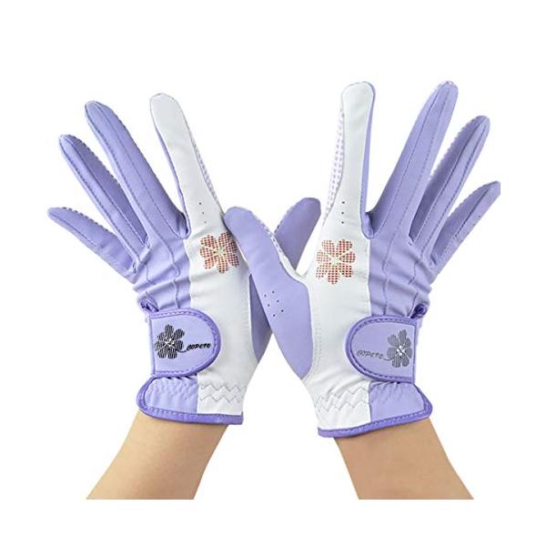 「PREMINNO(プレミーノ) ゴルフ グローブ 手袋 レディース 両手 フィット感 耐久性 デザイン性 (18 (16.0cm-16.5cm)」▼4571513250207▼（商品説明）ラベンダ/18 (16.0cm-16.5cm)/-...