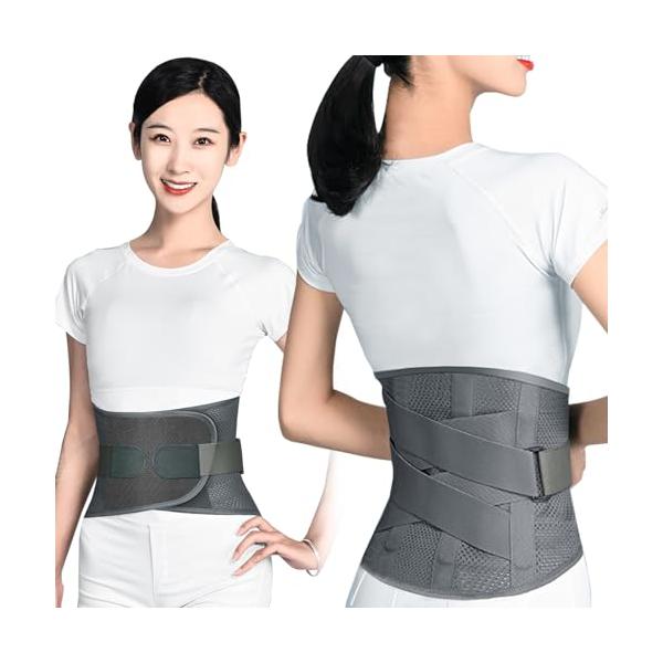 「腰 サポーター 強力固定メッシュ通気 腰 コルセット 軽量 腰用コルセット 腰サポートベルト 二重加圧式 腰用ベルト 日常 作業用 男女兼用(M」▼4573599981228▼（商品説明）-/M/HY-Grey-M・Size:M・パッケー...