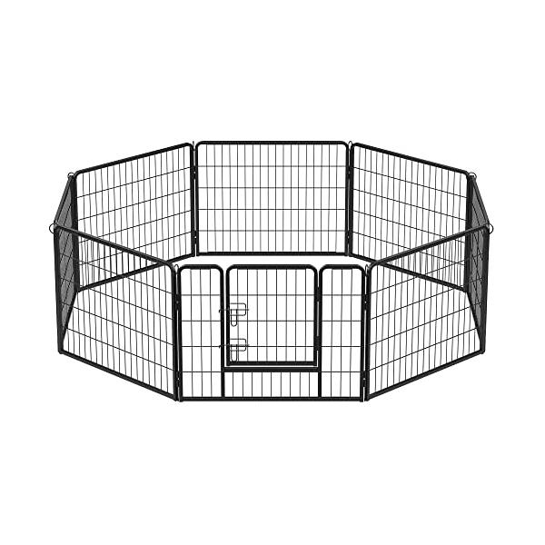 「FEANDREA ペットサークル 中型犬用 小型犬用 ペットフェンス 折り畳み式 カタチ変更可 スチール製 ゲージ 複数連結可能 パネル8枚 室」▼6955880398096▼（商品説明）高さ60cm - 8枚ブラック・黒 77×60cm...