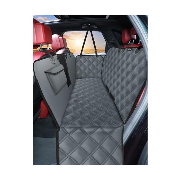 「KYG ペット用 ドライブシート 汎用版 全車種 後部座席 可視メッシュ窓 飛び出し防止リード付き 汚れ防止 防水 耐摩 滑り止め 簡単取り付け」▼6974041413997▼（商品説明）ブルーグレー/全車種135x45x45cm/-・S...