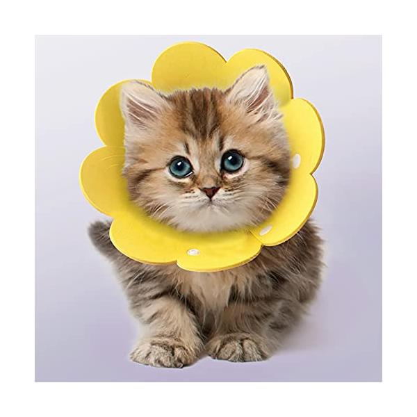 「nacyvcos 猫 犬 エリザベスカラー 軽量 術後 傷口保護 介護 避妊 術後ウェア 皮膚病 かわいい 調節可能 柔らかい」▼8676496803405▼（商品説明）イエロー花/Lサイズ (x 1)/-・Size:Lサイズ (x 1)...
