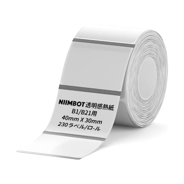 「NIIMBOT ラベルメーカー本物のテープ1.57 x 1.18インチ（40 x 30 mm）プリンターステッカーペーパーB1/B21ラベルメー」▼▼（商品説明）40*30mm 透明/40 x 30 mm/-・Color:40*30mm ...