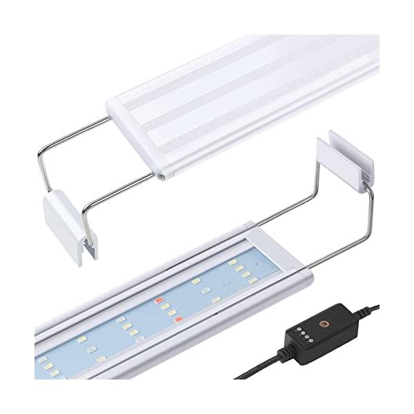 「FEDOURフルスペクトル水槽照明LEDライト：タイマー付き 30cm40cm60cmの高輝度水槽ライト、伸縮可能なブラケット付き、水草育成/水槽照明」▼▼（商品説明）ホワイト/10W(30-50cm)/ED6-300・Size:10W(...