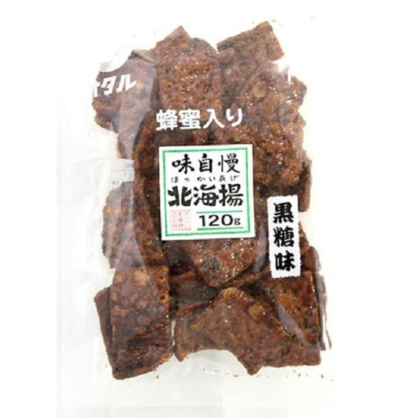 「オタル製菓 北海揚（黒糖味） 120g×6袋」▼4901095009007▼（商品説明）黒/-/-・内容量：120g×6袋・直射日光・高温多湿をさけ保存下さい。商品紹介  生地に胡麻・ピーナッツを練り込み、米ぬか油でカラッと揚げ、黒砂糖と...