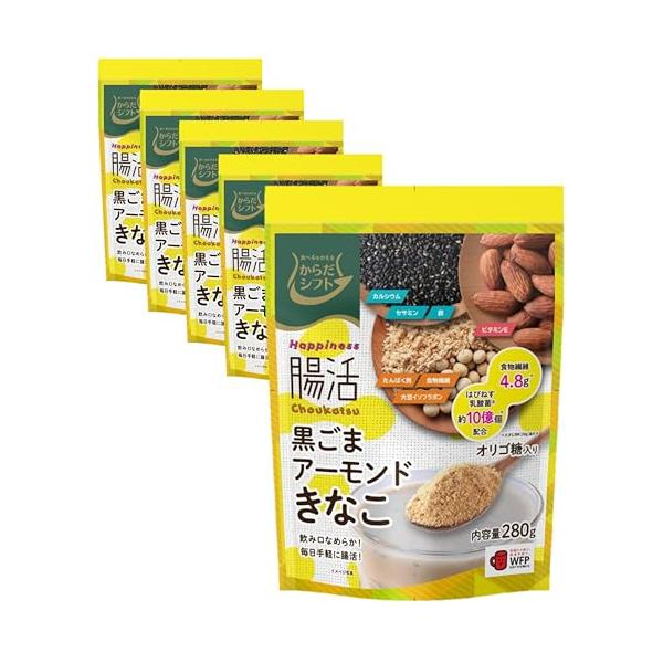 素材そのままの美味しさ素材の美味しさを引き出した、おいしい黒ごまアーモンドきなこ。食物繊維も4.8ｇ（大さじ3杯（20ｇ）当たり）入っているので、いつもの食生活にプラスして、手軽に腸活をスタート牛乳に混ざりやすい、口当たり滑らかな黒ごまアー...