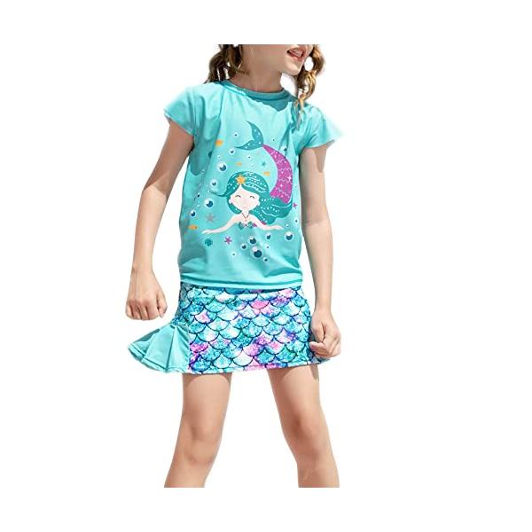 「[weVSwe] 水着 90 女の子 セパレート おしゃれ ベビー ラッシュガード 2歳 半袖 日焼け防止 UVカット 人魚の柄」▼794391327548▼（商品説明）ラッシュガード・人魚 2 Years ・・Color:人魚Size:...