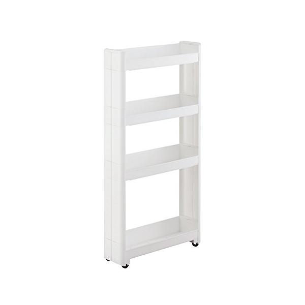 ホワイト/45-4段/F2545・Size:45-4段・パッケージ個数:1・商品サイズ:幅12.5×奥行45×高さ88.5cm・重量:1850g・材質:ポリプロピレン・生産国:日本・奥行45cm 4段タイプ コロ付