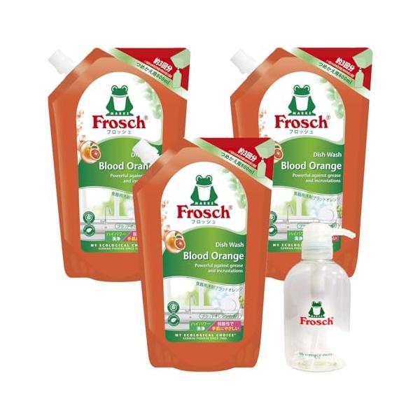「フロッシュ食器用洗剤 ブラッドオレンジ 800ml ×3本 ポンプボトル付」▼8100000041385▼（商品説明）ホワイト/800ml×3本 ポンプボトル付/41385・Size:800ml×3本 ポンプボトル付・パッケージ個数:1・...