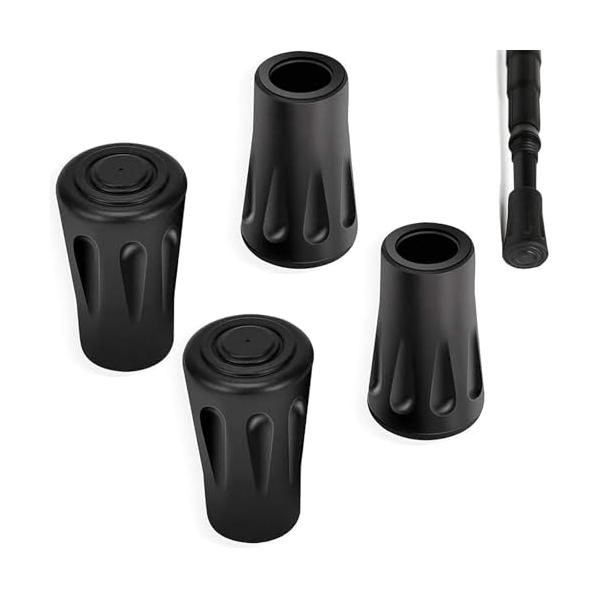 「BRIIKPP トレッキングポール用ラバーキャップ 4枚セット 交換用 端末保護 滑り止め 耐磨耗 登山/スキー/ウォーキング/ハイキングに最適」▼7074222512712▼（商品説明）ブラック/-/-・1.高品質材質：高耐用ゴムで作ら...