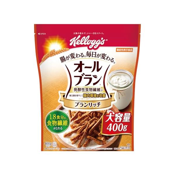 「ケロッグ オールブラン ブランリッチ 大容量 400g ×6袋 小麦ふすま シリアル 腸活 発酵性 食物繊維」▼4903310163815▼（商品説明）-/400g×6袋/-・PatternName:セット・1食分(40g)当たりエネルギ...