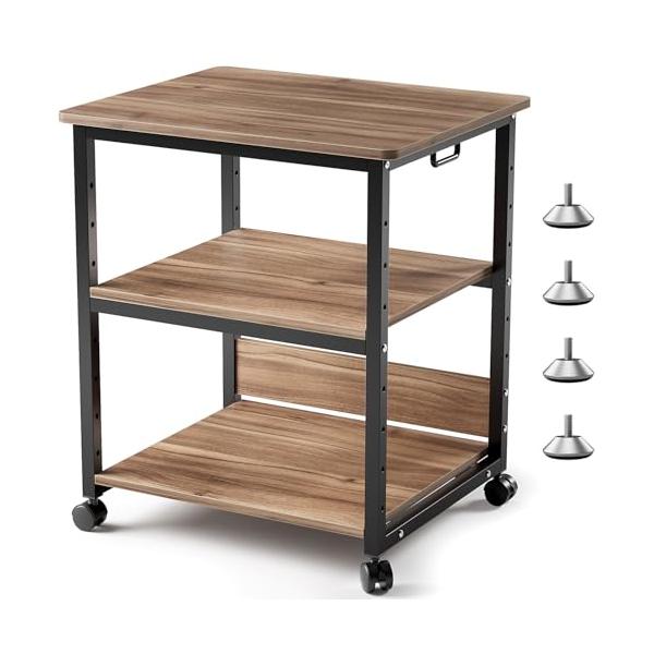 「DEWEL プリンター台 キャスター付き a3 プリンターラック プリンターワゴン コピー機 台 プリンタ 複合機 机下 収納 サイド ワゴン」▼▼（商品説明）ウォールナット色HT833/-/XBB-0089-HT833・Color:ウォ...