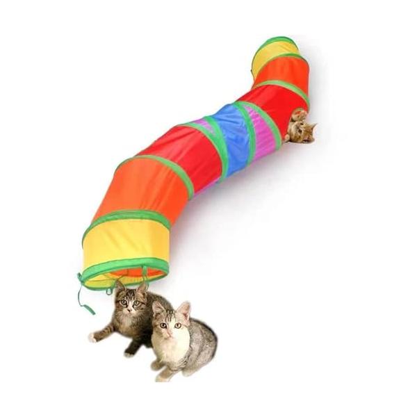 「トンネルペット用の おもちゃ トンネル ペット玩具 猫トンネル ペット用品おもちゃ キャットトンネル 折りたたみ式3つのトンネル 子犬 うさぎ」▼▼（商品説明）折りたたみ式マルチカラー/-/maosuidao-rainbowS・Color...