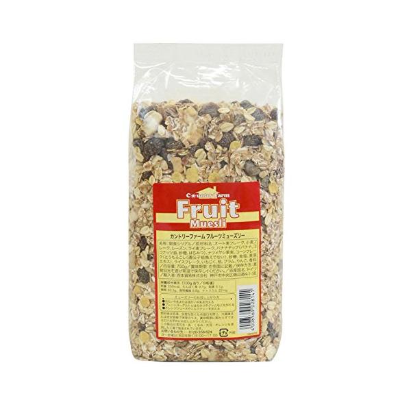 「カントリーファーム フルーツミューズリー 750g」▼4008569028141▼（商品説明）-/750グラム (x 1)/-・パッケージ個数:1・原材料:オート麦フレーク、小麦フレーク、レーズン、ライ麦フレーク、バナナチップ(バナナ、コ...