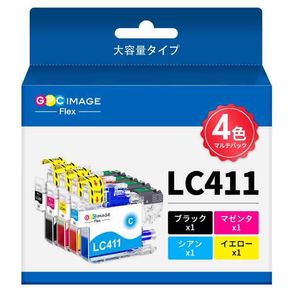 「番号区別は不要 GPC Image Flex LC411 LC411-4PK ブラザー 用 インク LC411 4色セット 大容量タイプ bro」▼▼（商品説明）ブラザー 用 インク lc411 lc411-4pk・LC411-4PK (...