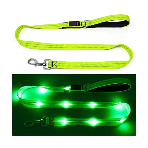 「KOSKILL 1.2m LED犬用リード LED発光 ドッグリード リード 犬 散歩 ライト防水型 高輝度 光るリード 視認距離500m US」▼▼（商品説明）グリーン/ワンサイズ/-・Color:グリーン・??非常に明るく、より安全 ...