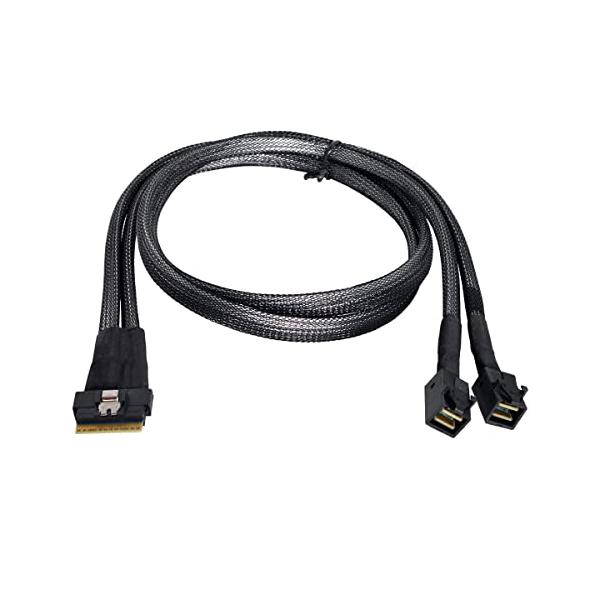 「Cablecc PCI-E Ultraport Slimline SAS Slim 4.0 SFF-8654 8i 74ピン - デュアル SF」▼▼（商品説明）BLACK SFF-8654 8i to 2xSFF-8643・BLACK ...