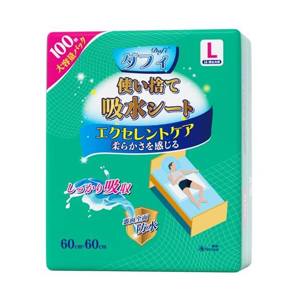 「ダフィ 吸水シート 100枚 60x60cm 使い捨て 介護用 防水シーツ 抗菌ポリマー ふとん安心 防水シート ベッド 洗浄 大判 ワイド サ」▼6947662231974▼（商品説明）ホワイトとブルー/60*60cm/100枚/JP-...