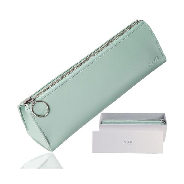 「文具のとびら掲載 penogo 筆箱 シンプル ペンケース スリム おしゃれ 大人 女性 YKKファスナー コンパクト (ブルーグリーン)」▼4595315411093▼（商品説明）ブルーグリーン/スリム/P-0003・Size:スリムC...