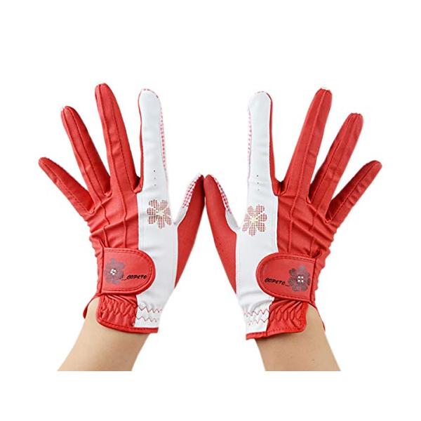 「PREMINNO(プレミーノ) ゴルフ グローブ 手袋 レディース 両手 フィット感 耐久性 デザイン性 (19 (16.5cm-17.0cm)」▼4571513250139▼（商品説明）レッド/19 (16.5cm-17.0cm)/-・...