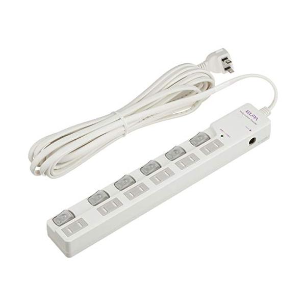 「エルパ (ELPA) スイッチ付タップ 雷ガード コンセント 延長コード LED 上差し 6個口 5ｍ WLS-LU650SB(W)」▼4901087204151▼（商品説明）・  WLS-LU650SB(W)・製造国:中国説明  ■定格...