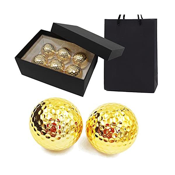 「dodtazz ゴールド ゴルフボール 6個セット コンペ 景品 プレゼント ケース付き 豪華賞品 (ボール6個+手提げ袋 セット)」▼4580725631841▼（商品説明）ボール6個+手提げ袋 セットブラック/-/-・Style:ボー...