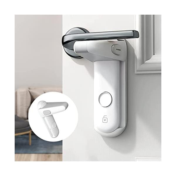 「Deligoo ドアノブ ロック ドアロック 赤ちゃん チャイルドロック 指はさみ防止 後付け ベビーガード ドア開け防止 猫 脱走防止(ホワイ」▼▼（商品説明）・ホワイト  ・・Color:ホワイト・?【子供の安全に】ドアロック のボタ...