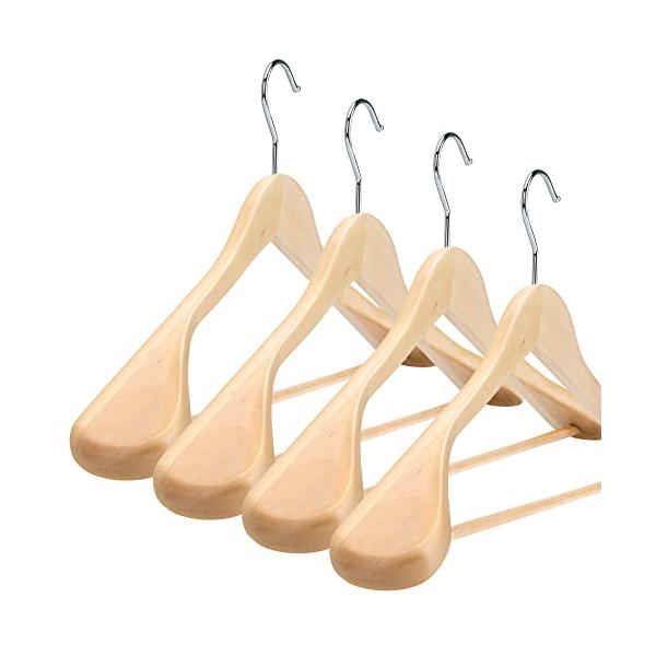 厚さ5.5cm(4本組)ナチュラル/厚さ5.5cm(4本組)/YJ-04-Y・Color:ナチュラルSize:厚さ5.5cm(4本組)・パッケージ個数:1・木製ハンガー天然木ならではの自然な木目で、インテリアに馴染む木製ハンガーです。高級感...