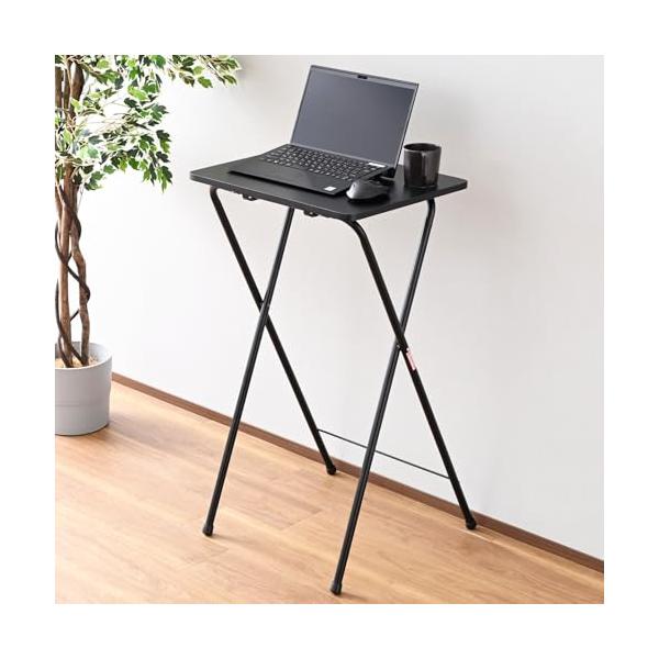 ハイタイプブラック/幅50×奥行52×高さ90cm/RYST-5040H(90)(BK/BK4)・Color:ブラックStyle:ハイタイプ・パッケージ個数:1・コンパクトな折りたたみテーブル折りたたむと厚み約4cmとスリムになるので、使わ...