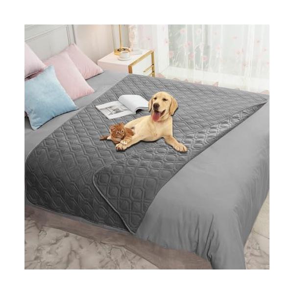 「BOOMAGU 防水シーツ ペット 防水シート 繰り返し使える 防水カバー ベッド 両面使用 防水カバー ベッド 洗える おねしょシーツ 尿失禁」▼▼（商品説明）両面グレー/101*127CM/BOOMAGU-SXG01・Color:両面...