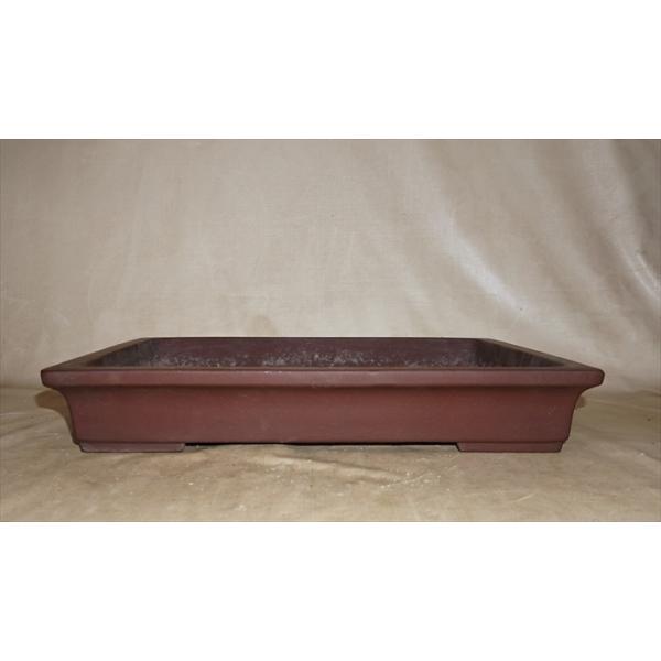 【山秋、松泉焼】　外縁長方鉢海外にも広がる盆栽愛好家たちから、高く評価される常滑の盆栽鉢。山秋製陶所の鉢も多くの人たちから愛されながら、現在は製陶終了となっています。　紫泥仕立ての土目がとても良く、重量感があり松柏盆栽に最適です。　キズ、ニ...