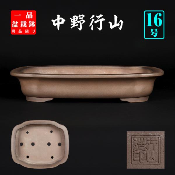 サイズ：左右49.5cm奥行41.7cm高9cm商品解説　日本鉢の本場・常滑で作陶し、日本の盆栽愛好家から絶大なる支持を受ける中野行山。その人気は国内にとどまらず世界各国の愛好家から注文依頼が届き、盆栽鉢の本場・中国においても高い評価を受け...