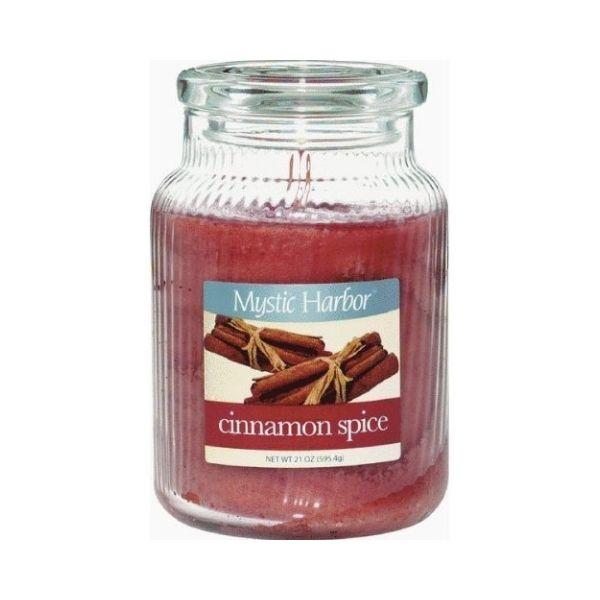 人気のアロマキャンドル ヤンキーキャンドル (Yankee candle) ミスティックハーバー ジャーＬ  《CINNAMON SPICE》 おしゃれなガラス瓶入り こうばしいシナモンの香り　内容量：約595g（21OZ）　サイズ：幅約1...