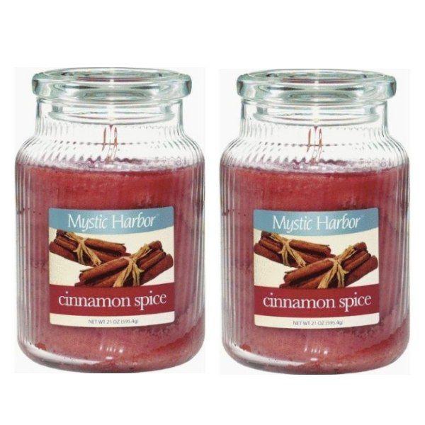 人気のアロマキャンドル ヤンキーキャンドル (Yankee candle) ミスティックハーバー ジャーＬ  《CINNAMON SPICE》 ２本セット おしゃれなガラス瓶入り こうばしいシナモンの香り　内容量：約595g（21OZ）　サ...