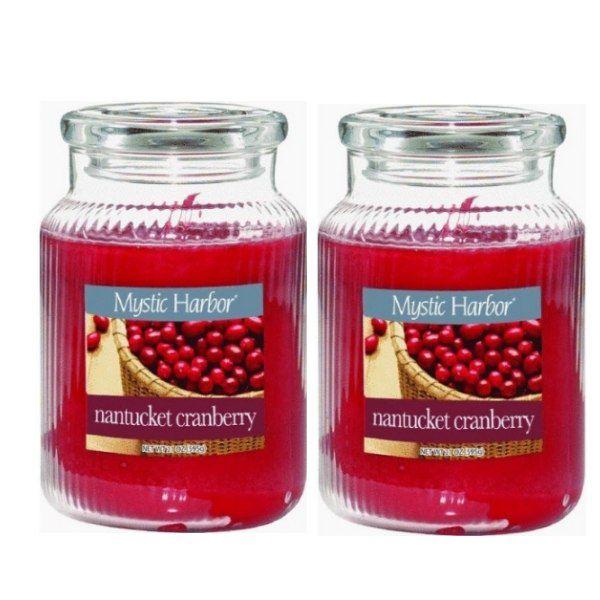 人気のアロマキャンドル ヤンキーキャンドル (Yankee candle) ミスティックハーバー ジャーＬ  《NANTUCKET CRANBERRY》 ２本セット おしゃれなガラス瓶入り クランベリーの香り　内容量：約595g（21OZ）...
