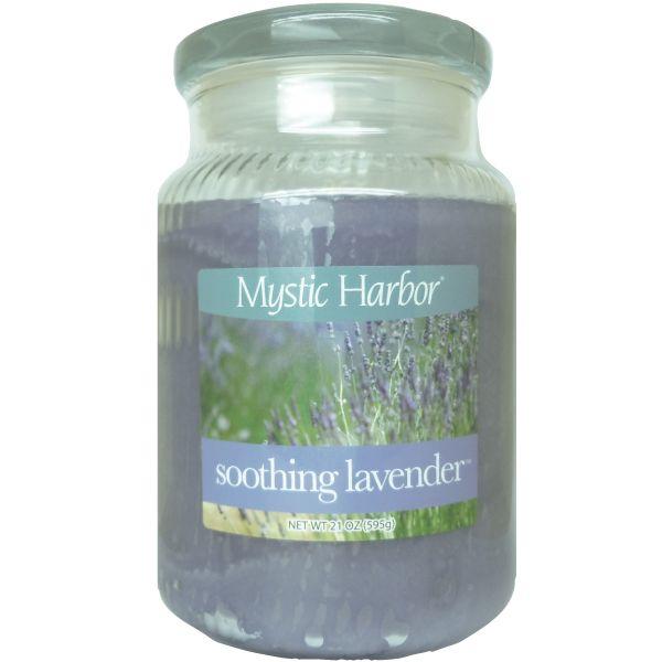 人気のアロマキャンドル ヤンキーキャンドル (Yankee candle) ミスティックハーバー ジャーＬ 《Soothing lavender》 おしゃれなガラス瓶入り ラベンダーの香り　内容量：約595g（21OZ）　サイズ：幅約10c...