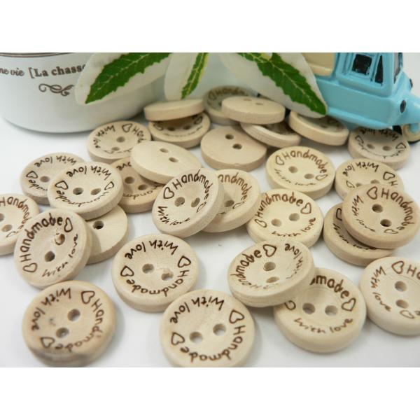ボタン  ウッド 丸 Handmade　手芸　10個入り新品素材：ウッド【サイズ】直径15mm☆海外輸入品のため、バリ、色むら、色移りなどの作りが荒い、個体差がある場合がございます。ご了承ください。