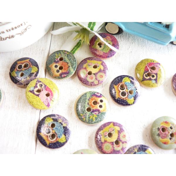 新品素材：ウッド【サイズ】直径 15mm★アソートになりますので、柄はお選びいただけません。　お写真ない柄が入る場合もございます♪☆海外輸入品のため、色むら、プリントの不鮮明やズレ、ロットによる色味の違いなど多少作りが雑な場合がございますの...