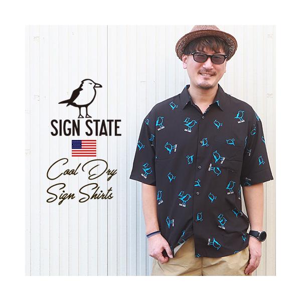 大人のアメカジ×サーフスタイルをコンセプトにキャッチーなデザインが人気のブランド「SIGN STATE（サインステート）」より、印象的なウミネコのデザインを総柄プリントで施した接触冷感半袖シャツのご紹介です♪■サイズ/着丈/身幅/肩幅/袖丈...