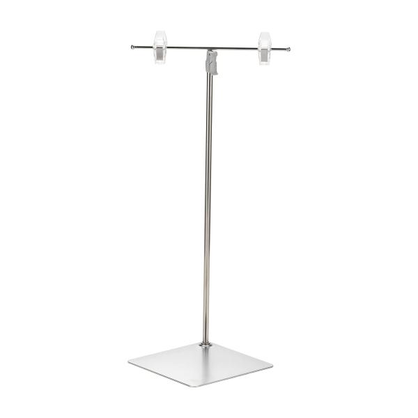 展示クロスに付属するロッドをクリップで挟みクロスを立てることができる展示クロス用スタンドです。スタンド高さは380mm〜720mmで調節ができます。クリップは6mmの厚みまで挟めるので、展示クロス以外にも、パネルやポスターの掲示にもご活用い...